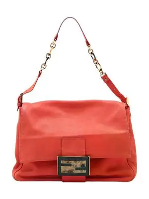 FENDI 2000-2010 Shimmer Leather Mamma Forever Shoulder Bag