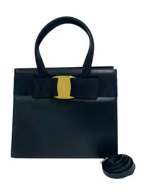 FERRAGAMO 2010-2026 Leather Vara Bow Satchel - Blue