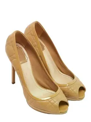 Dior Cannage Peep-toe Pumps - Neutrals