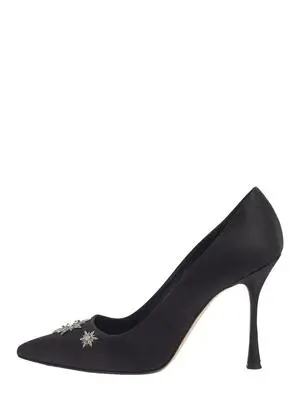 MANOLO BLAHNIK Manolo Blahnik Black Satin Star Embellished Stiletto Pumps