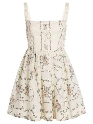 Agua Bendita Linen Mielero Navegante Mini Dress - Ivory