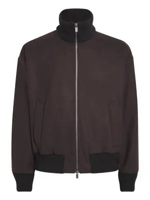 Barena Venezia Wool-blend Zip-up Bomber Jacket With Stand Collar - Brown