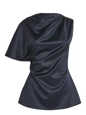 ROKSANDA Satin Nomi One-shoulder Blouse - Navy