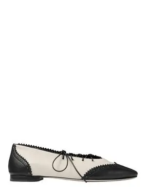 JIMMY CHOO Margot Leather Lace-up Flats - Black
