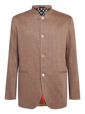 Paul Smith Wool-linen Stand-collar Blazer - Beige