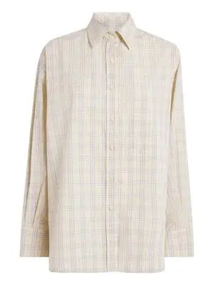 Faithfull The Brand Linen Check Oversized Shirt - White