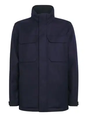 Sease Laminated Virgin Wool-cashmere Field Jacket - Navy