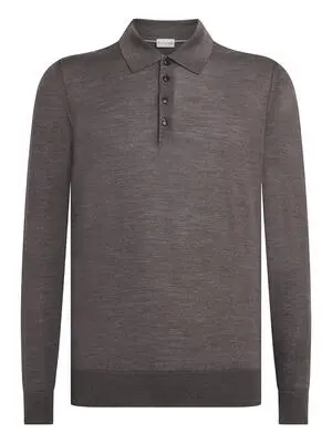 Pal Zileri Wool-silk Long-sleeved Polo Shirt - Grey