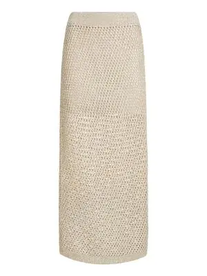 Brunello Cucinelli Embellished Knit Maxi Skirt - Beige