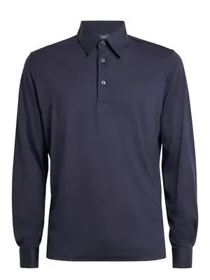 Herno Wool Jersey Long-sleeve Polo Shirt - Navy