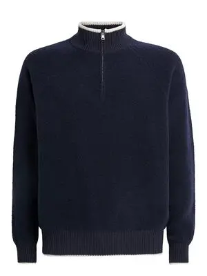 Herno Virgin Wool-blend Quarter-zip Sweater - Navy