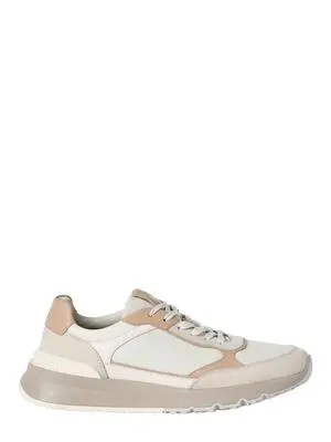 Brunello Cucinelli Nubuck And Suede Lace-up Sneakers - Beige