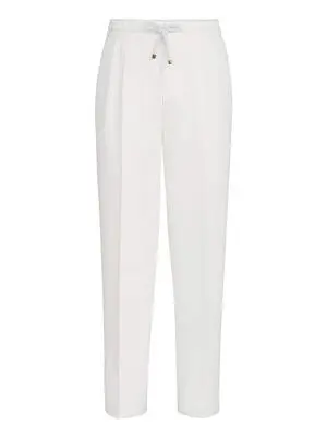 Brunello Cucinelli Brunello Cucinelli Cotton Gabardine Drawstring Trousers Blue