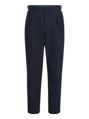 Brunello Cucinelli Cotton Chevron Double-pleated Trousers - Blue