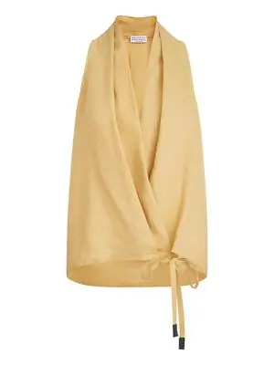 Brunello Cucinelli Brunello Cucinelli Sleeveless Linen Wrap Top White