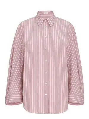 Brunello Cucinelli Cotton Poplin Stripe Shirt - Red