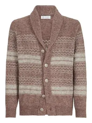 Brunello Cucinelli Jacquard Shawl-collar Cardigan - Black