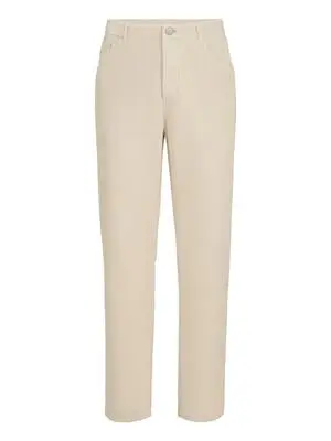 Brunello Cucinelli Straight Leg Cotton Canvas Trousers - Beige
