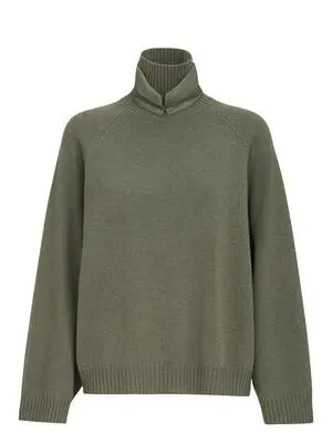 Brunello Cucinelli Cashmere Silk Organza Collar Rollneck Sweater - Green