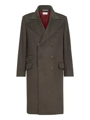 Brunello Cucinelli Double Breasted Virgin Wool Coat - Brown