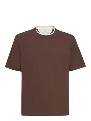 Brunello Cucinelli Cotton Faux-layer T-shirt - Brown
