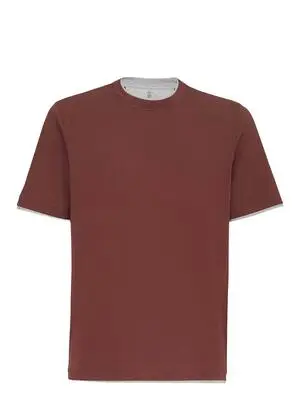 Brunello Cucinelli Cotton Faux-layer T-shirt - Red