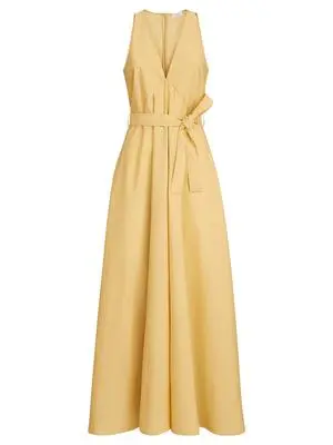 Brunello Cucinelli Techno-cotton Poplin Belted Maxi Dress - White