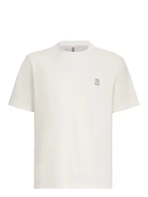 Brunello Cucinelli Cotton Logo T-shirt White