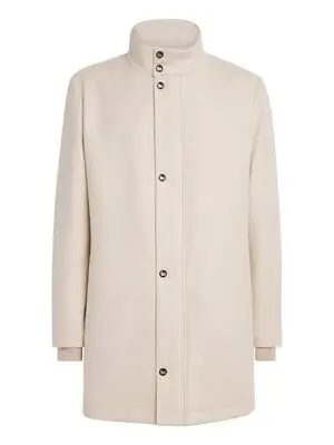 Colombo Cashmere Overcoat With Stand Collar - Beige