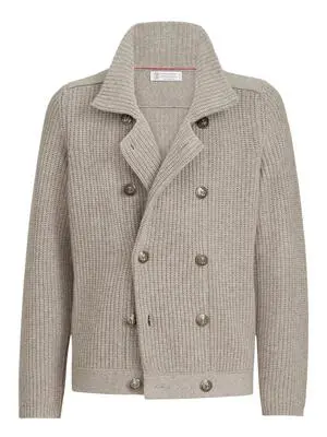 Brunello Cucinelli Cashmere Double-breasted Ribbed Cardigan - Grey