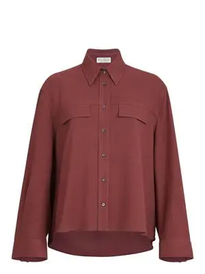 Brunello Cucinelli Virgin Wool-blend Twill Shirt - Red