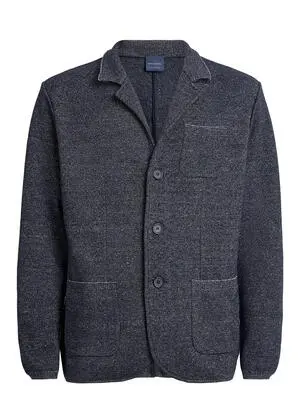 Paul & Shark Virgin Wool-linen Knitted Overshirt - Blue