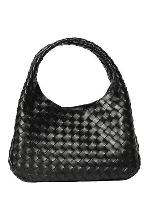 Bottega Veneta Medium Campana Intrecciato Leather Shoulder Bag - Black