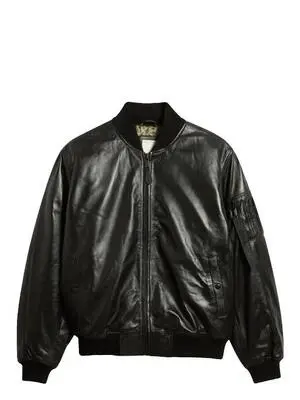 Alpha Industries Ma-1 Heritage Leather Bomber Jacket - Black