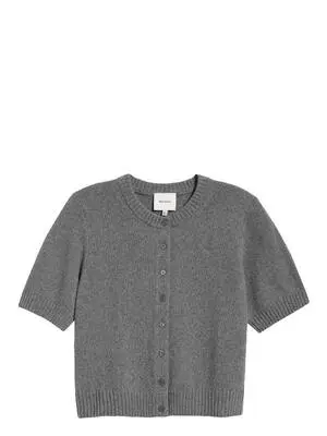 REFORMATION Maude Recycled Cashmere Blend Short-sleeve Cardigan - Thunder