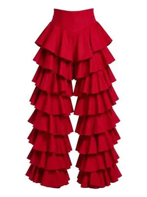 OFUURE Ofuure Daria Ruffle High-Waist Pants Red