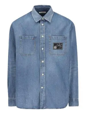 Celine Logo Cotton Denim Shirt - Multicolor