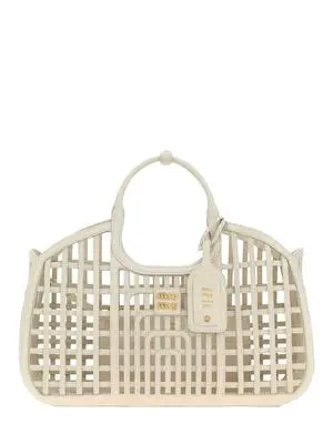 Miu Miu Chalk Leather Shopping Bag - White