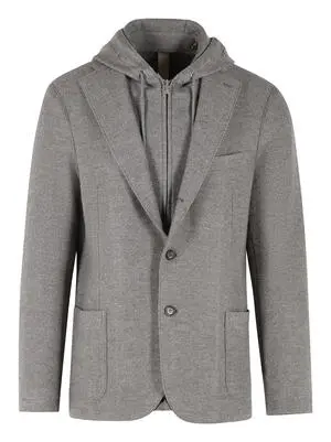 Eleventy ELEVENTY Grey Wool Blazer With Removable Hood Gray