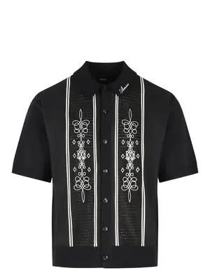 Amiri Virgin Wool Blend Sweater With Embroidered Logo - Black