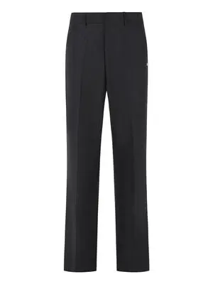 Amiri Virgin Wool Blend Straight Leg Pants With Ma Applique - Black