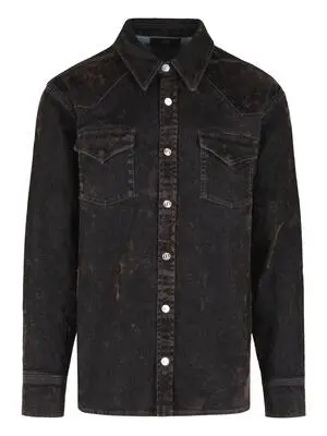 Amiri Flocked Inj Denim Shirt - Brown