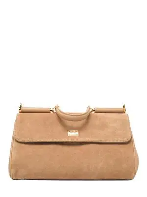 Dolce & Gabbana Medium 'my Sicily' Bag In Beige Suede - Cream