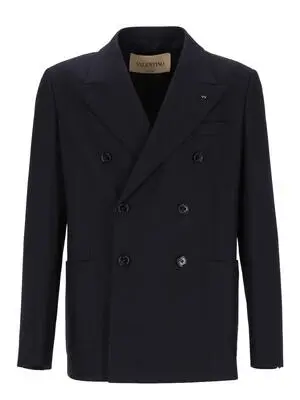 Valentino Garavani Double-breasted Wool Jacket - Blue
