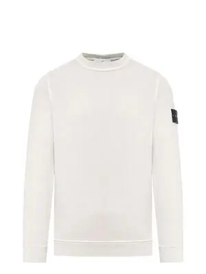 Stone Island Crew Neck Cotton Jersey Sweatshirt - White