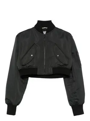 Balenciaga BALENCIAGA Cropped Bomber Jacket With Band Collar Multicolor