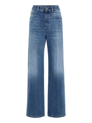 Brunello Cucinelli BRUNELLO CUCINELLI Loose Fit Embroidered Jeans Blue
