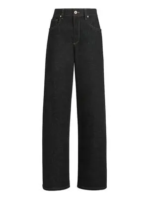 Brunello Cucinelli BRUNELLO CUCINELLI Loose Barrel Leg Jeans In No Fade Denim Black
