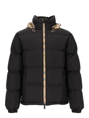 BURBERRY BURBERRY Snowdon Down Jacket With Check Piping