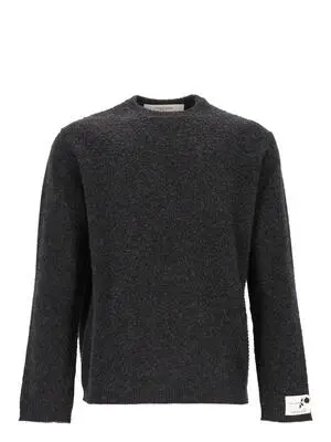 GOLDEN GOOSE Journey" Textured Wool Sweater With Logo Patch - Gray